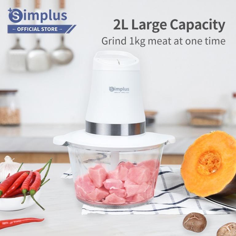 Simplus Meat Grinder 2L Glass Bowl Food Chopper Processor Mixer Mincer ...