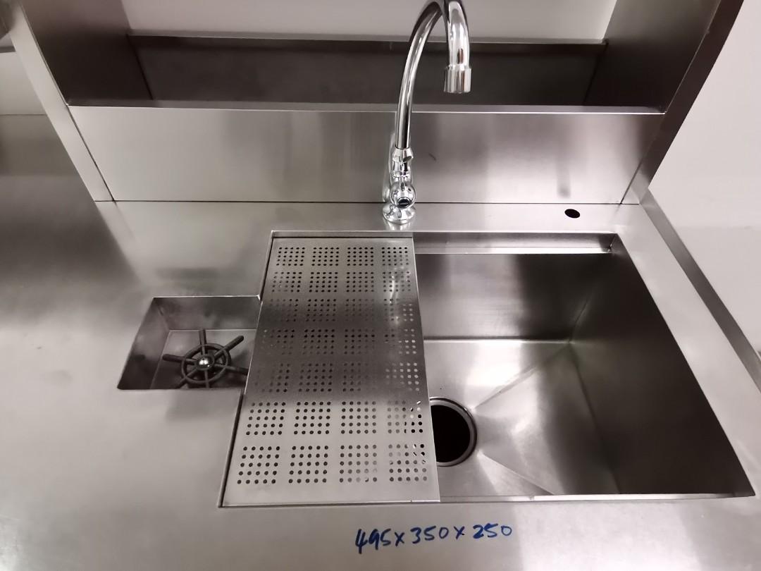 Stainless steel bubble tea station / commercial sink and table ...