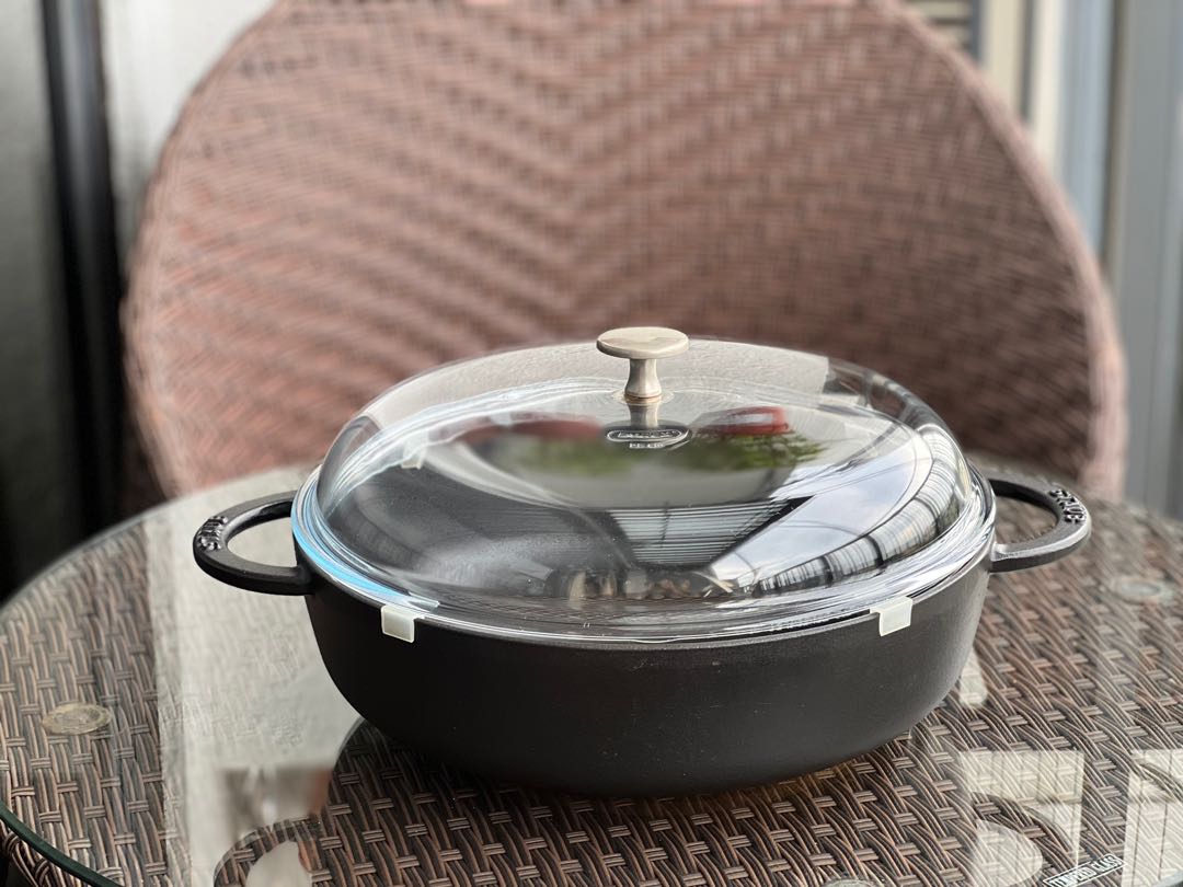 Staub cast iron pot with glass lid, Furniture & Home Living ...