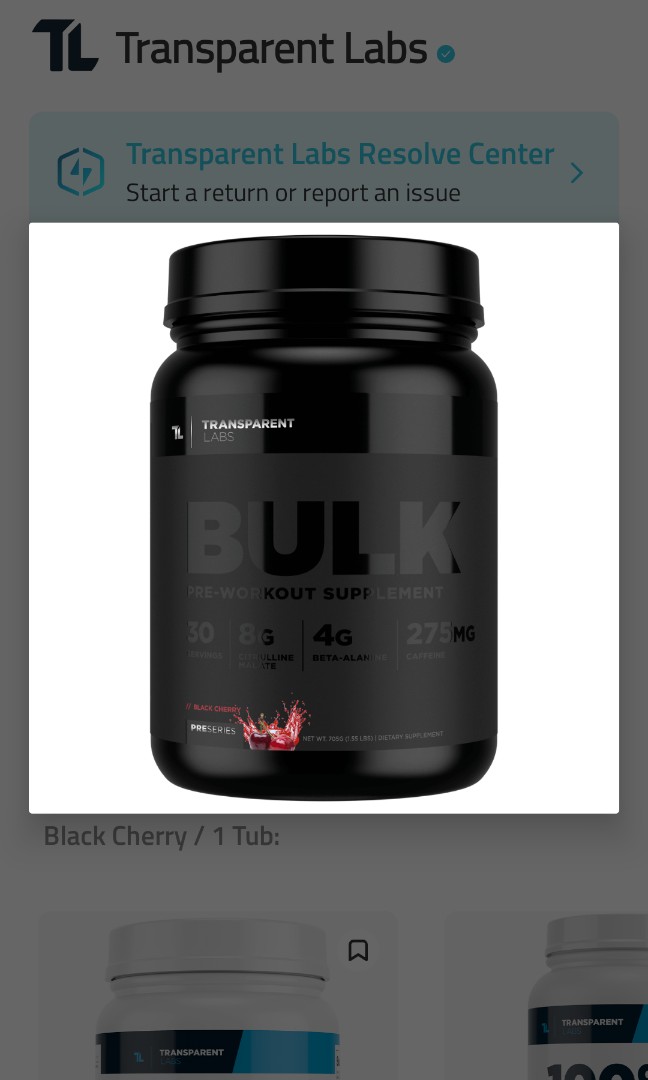 TRANSPARENT LABS BULK BLACK PRE WORKOUT, Health & Nutrition, Health ...
