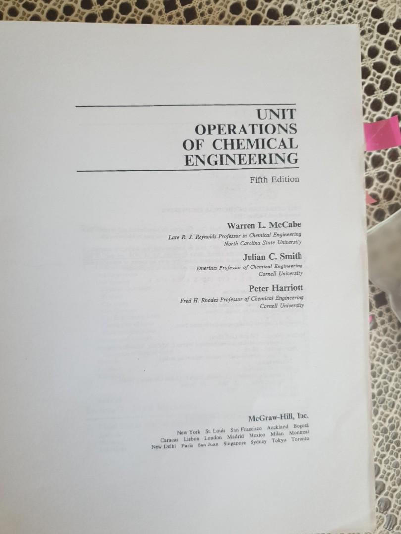 Unit Operations of Chemical Engineering, 5th ed, Hobbies & Toys, Books ...