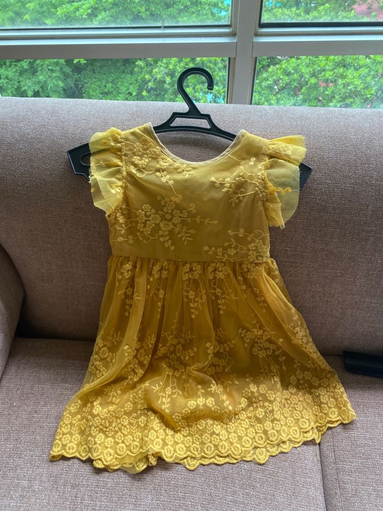 Yello kids dress, Babies & Kids, Babies & Kids Fashion on Carousell