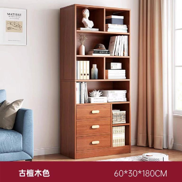 120*30*180cm Book Cabinet Book Shelf With Drawer, Furniture & Home ...