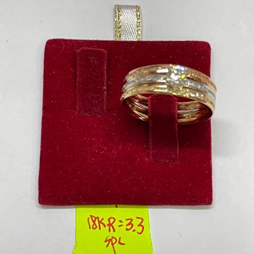 18K Saudi Gold Tricolor Engagement Ring with Russian Stones, Women's ...