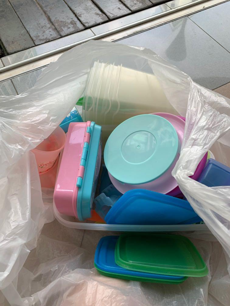 Assorted plastic containers, Furniture & Home Living, Home Improvement ...