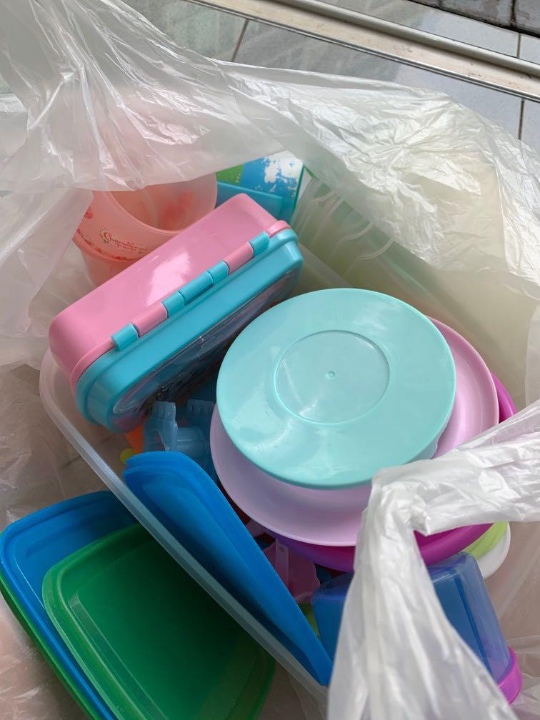 Assorted plastic containers, Furniture & Home Living, Home Improvement ...