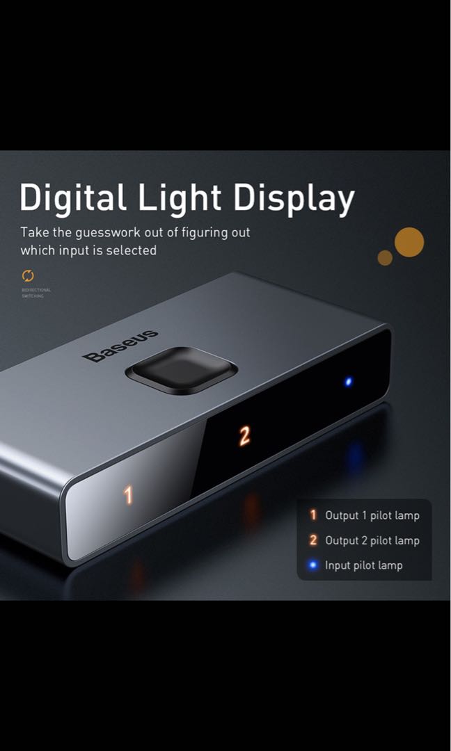 Baseus HDMI Splitter 4K 60Hz Bi-Direction HDMI Switch 1x2/2x1 HDR HDMI ...