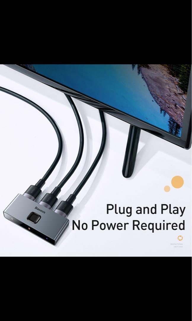 Baseus HDMI Splitter 4K 60Hz Bi-Direction HDMI Switch 1x2/2x1 HDR HDMI ...