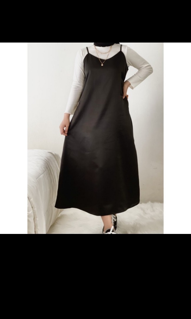 CLOTIVA - Dress Satin | Dress Tali | Inner/Outer Dress, Fesyen Wanita ...