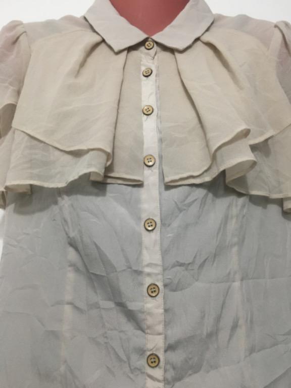 Cream Formal Blouse, Women's Fashion, Tops, Others Tops on Carousell
