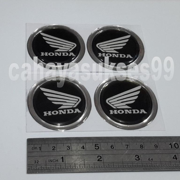 Emblem Honda Bulat Hitam List Silver 4,7cm Stiker Helm Sticker Timbul ...
