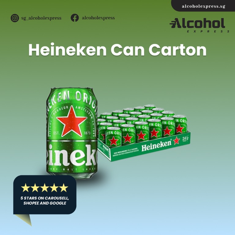 Heineken Can 24 x 330ml, Food & Drinks, Alcoholic Beverages on Carousell