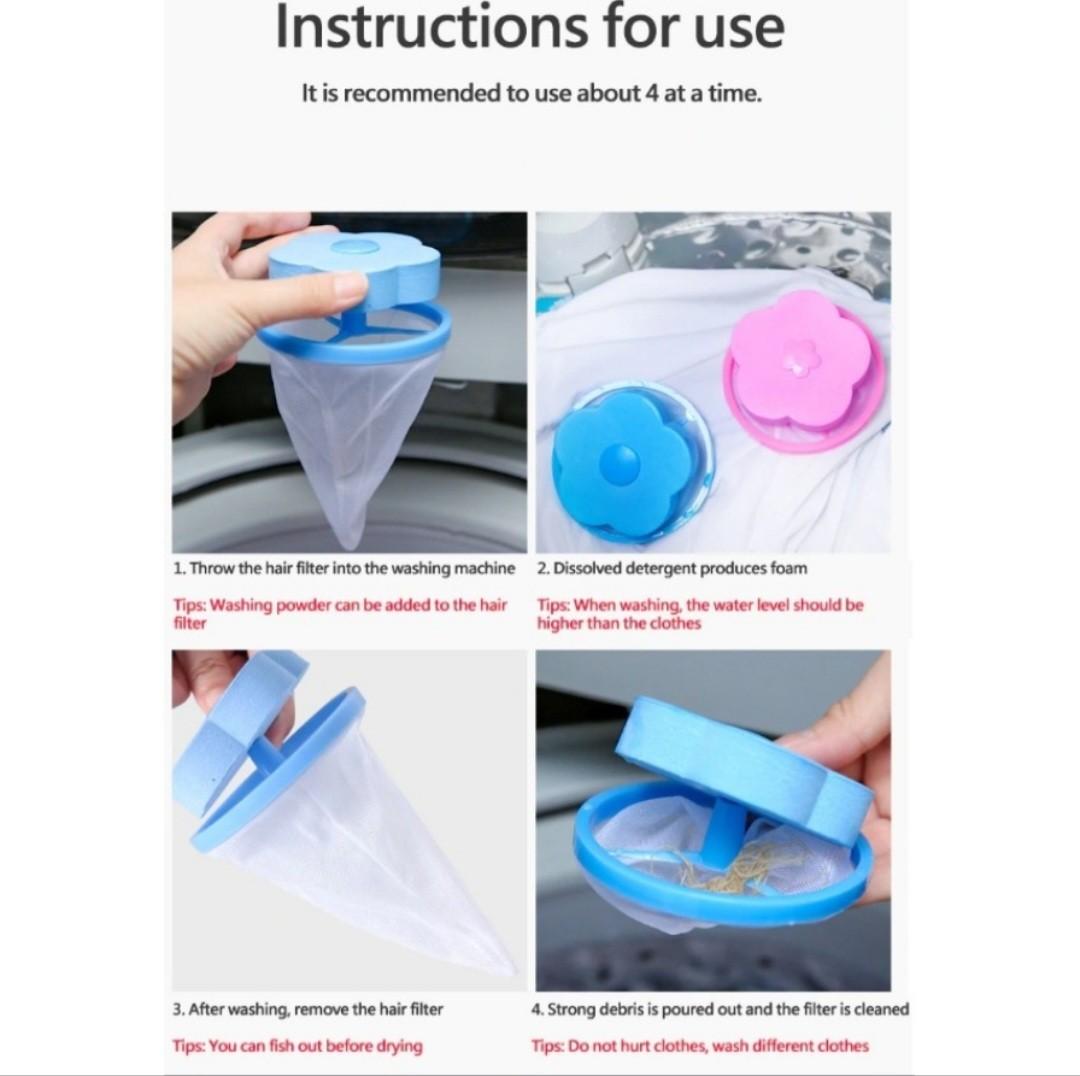 Home Floating Lint Hair Catche Washing Machine Filter Bag Dirt Catch ...