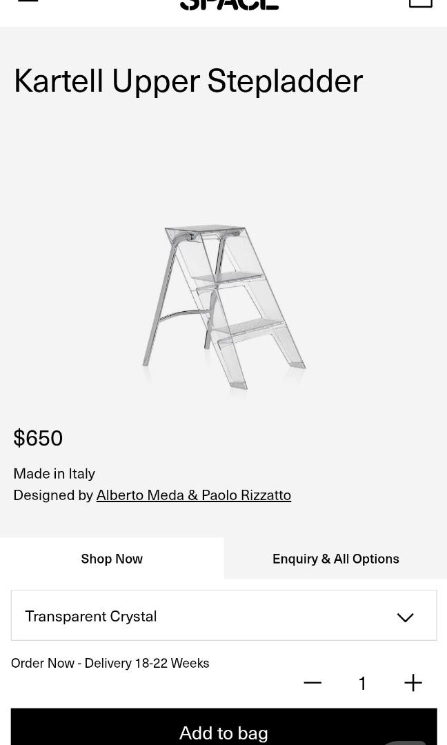 Kartell upper step ladder, clear, Furniture & Home Living, Home Decor ...