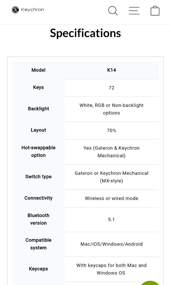 Keychon k14 70% layout, Computers & Tech, Laptops & Notebooks on Carousell