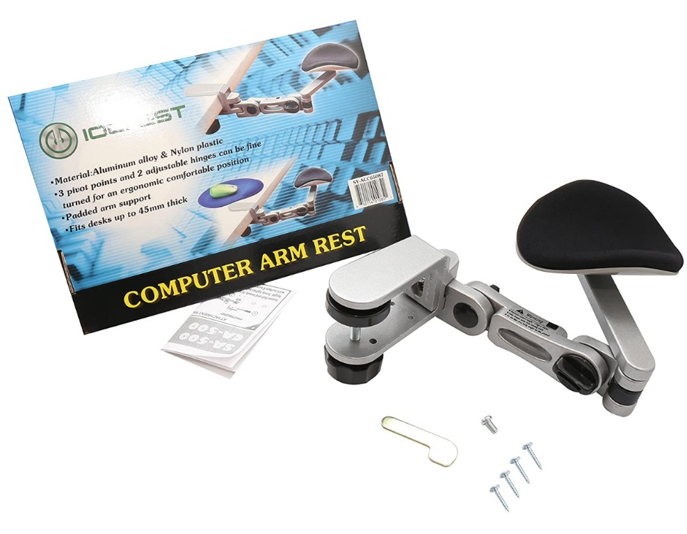 [Made in Taiwan] 2-Axis Aluminium Alloy Ergonomic Computer Desk Padded Arm Support / Arm Rest ...