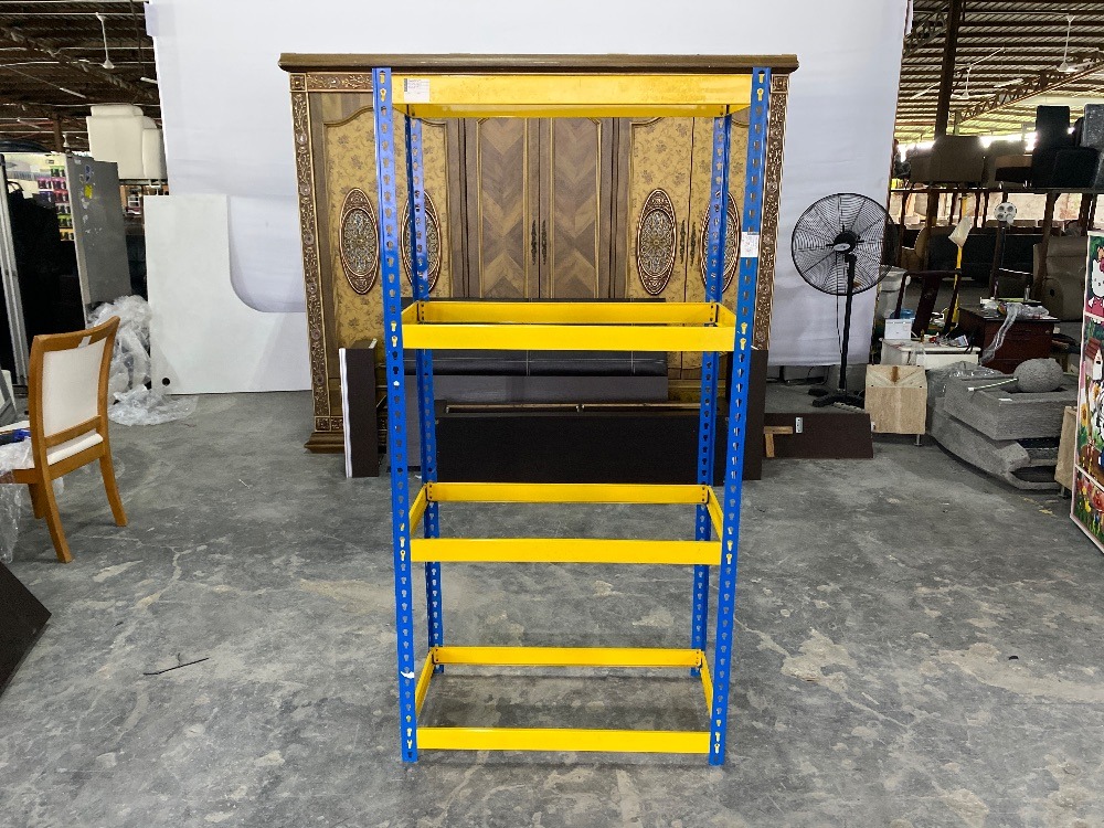 Metal Shelving Unit 4 Tier Yellow & Blue Colour / Unit Rak Logam 4 ...