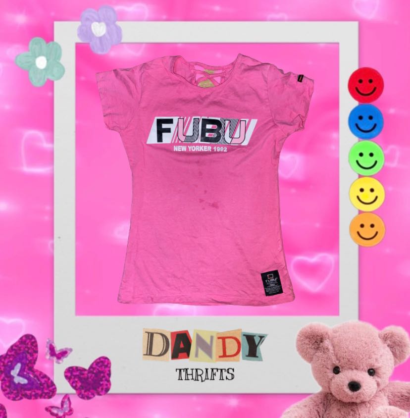 Preloved Y2K FUBU Pink Top with Criss-Cross Back | DANDY THRIFTS, Women ...