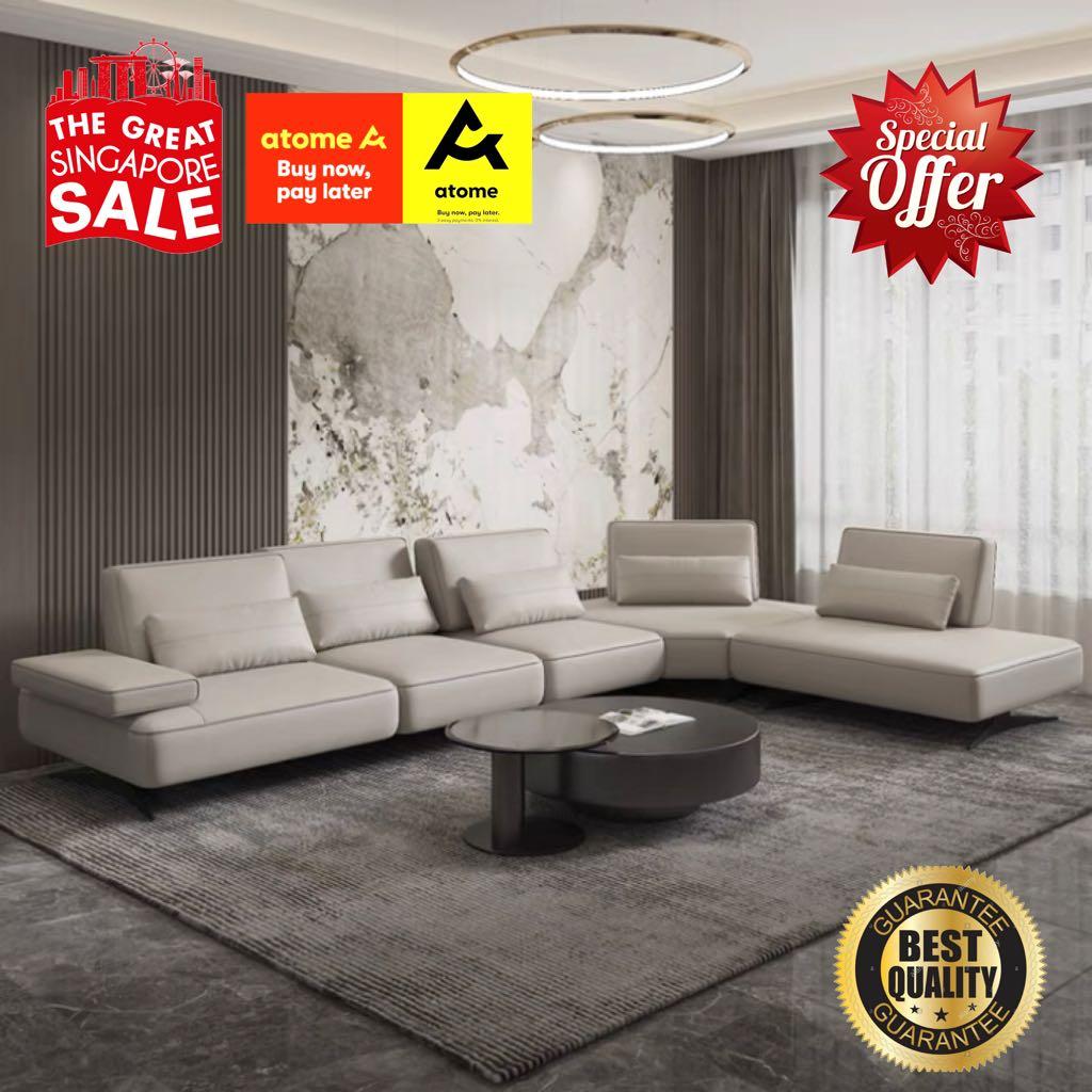 Rowen Sofa Length 230cm with Slider Backrest Available in Premium Genuine Cowhide Leather S9167 ...