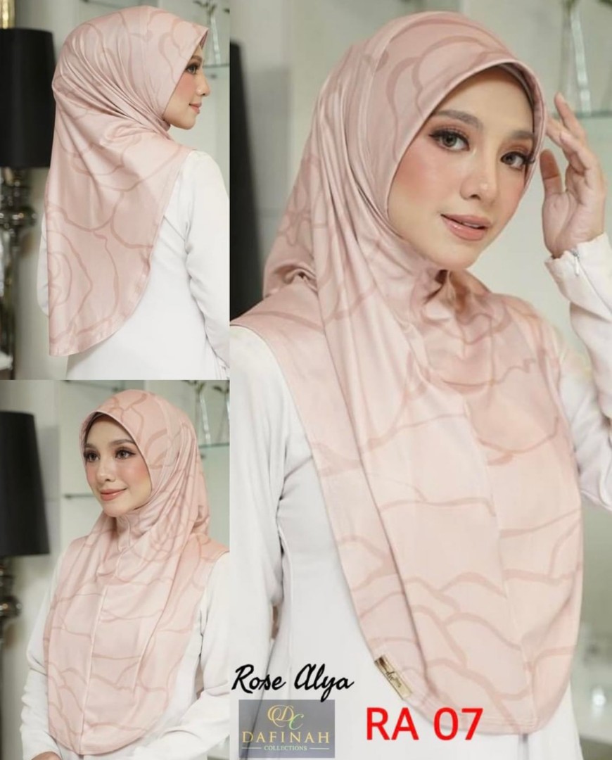Rose Dafinah Instant Tudung Shawl, Women's Fashion, Muslimah Fashion ...
