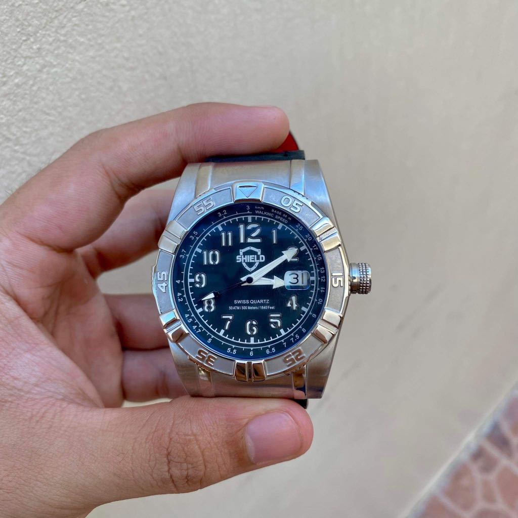 Shield Jarrod Leather Diver’s Watch For Men, Men's Fashion, Watches ...