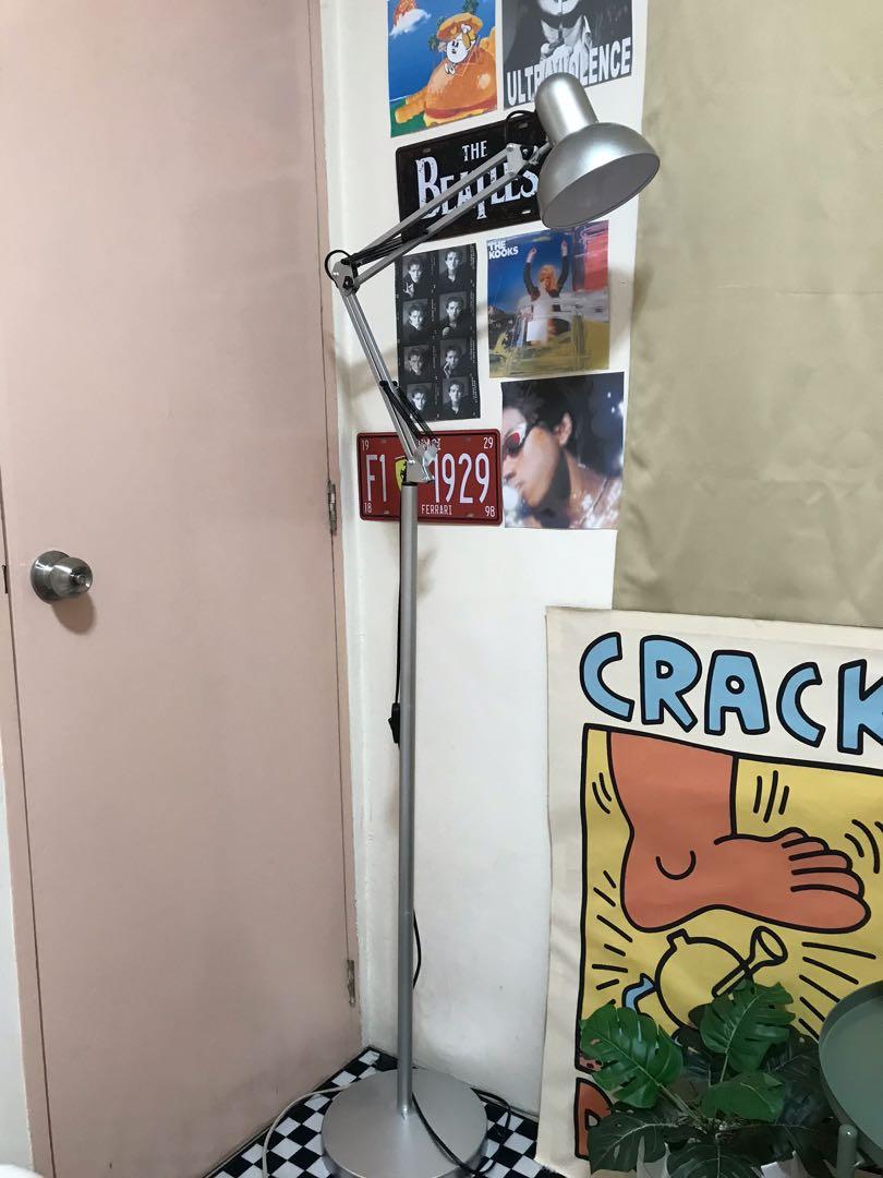 Silver Floor Lamp Stand with flexible Swing Arm, Furniture & Home ...