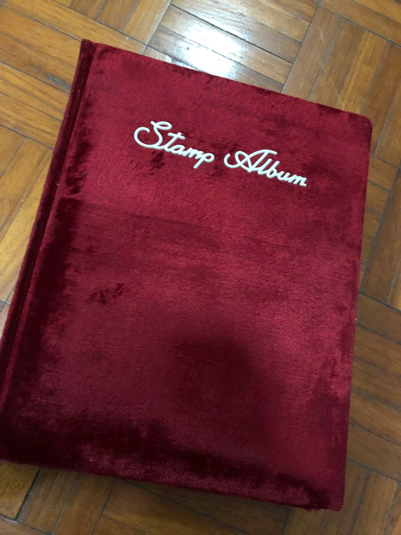 Stamp red velvet book album, Hobbies & Toys, Memorabilia & Collectibles ...