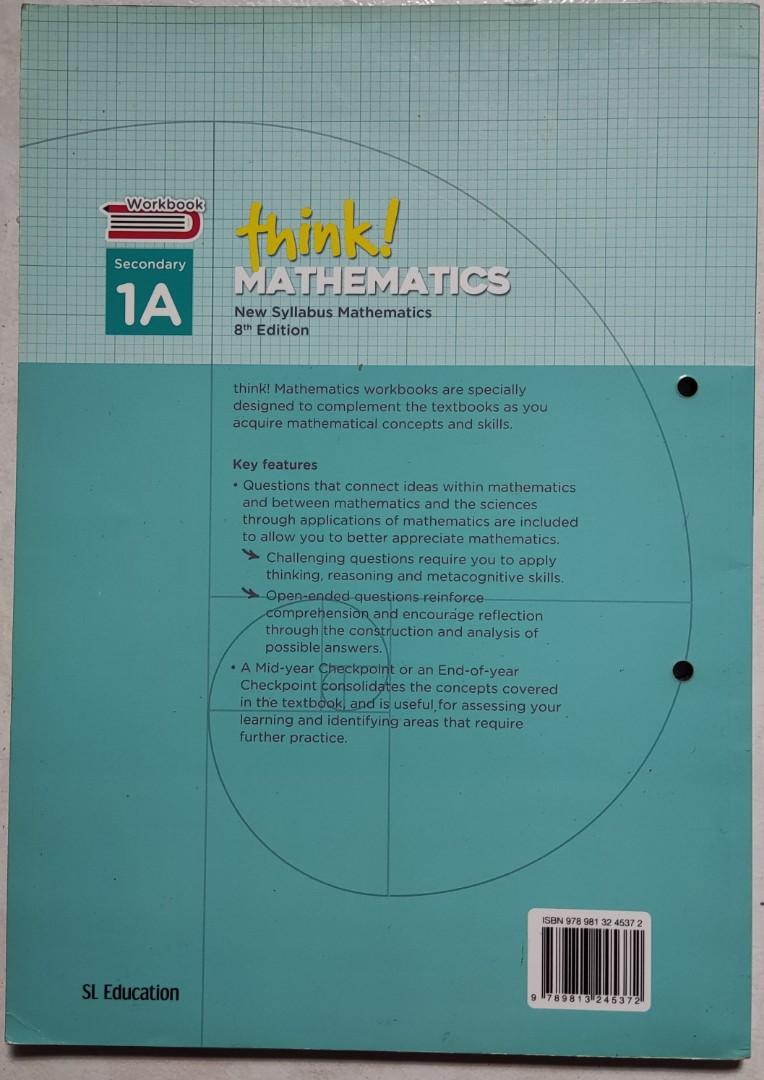 Think! Mathematics Workbook 1A New Syllabus Mathematics 8th Edition ...