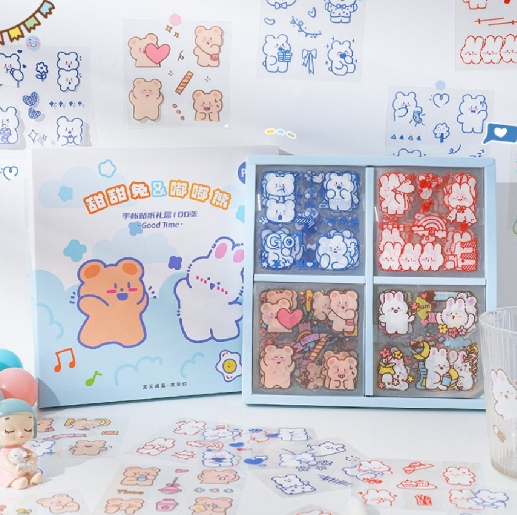 100 sheets cute bear stickers / stickers / bear stickers / stickers for ...