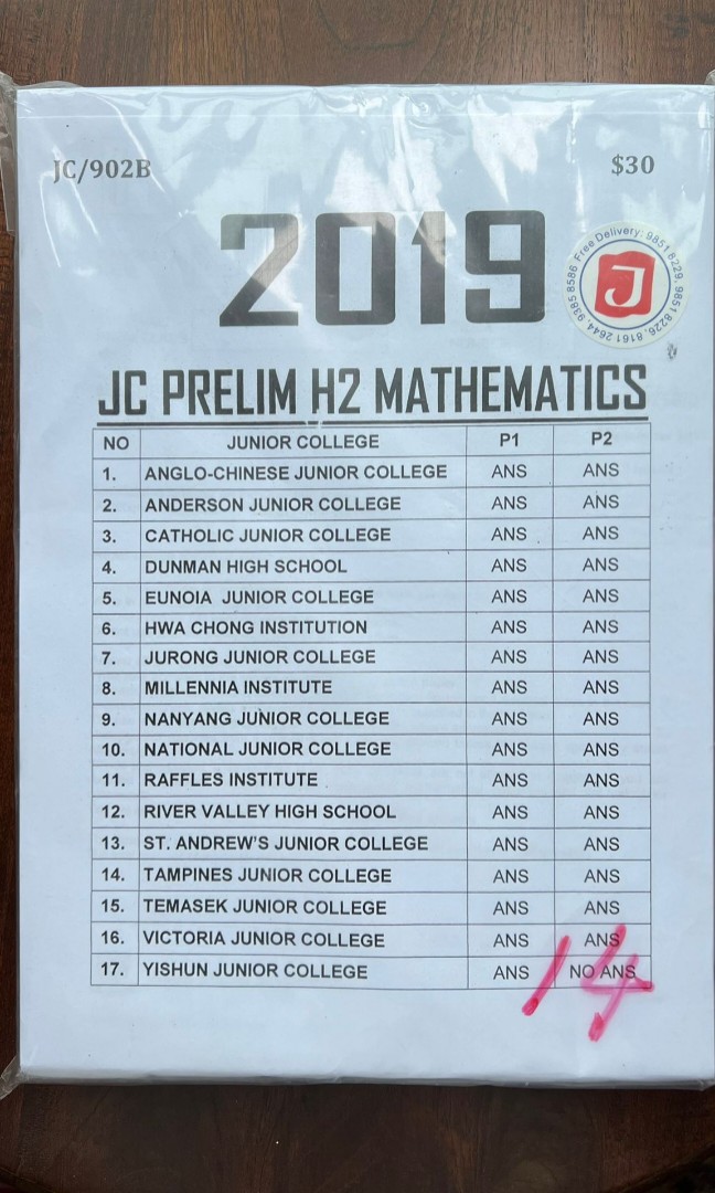 2019 PRELIM H2 MATH PAPERS, Hobbies & Toys, Stationery & Craft ...