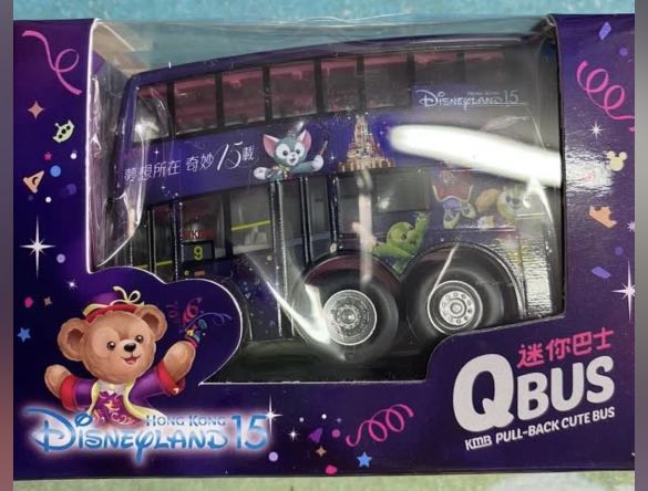 全新未開封 Disney Disneyland QBUS KMB 迷你巴士 pull-back cute bus, 興趣及遊戲, 玩具 ...