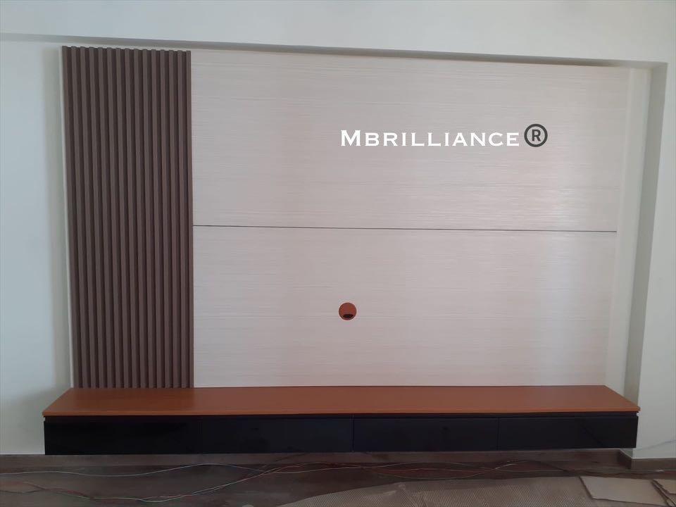 Fluted panel tv console feature wall set, Furniture & Home Living ...