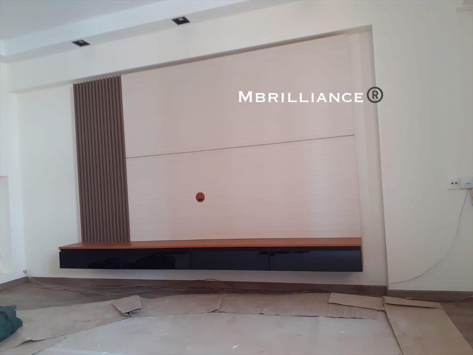 Fluted panel tv console feature wall set, Furniture & Home Living ...