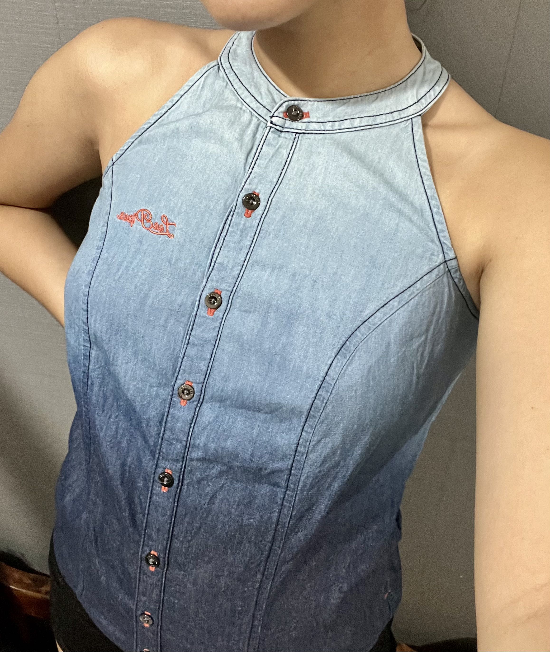 Halter Maong Top, Women's Fashion, Tops, Others Tops on Carousell