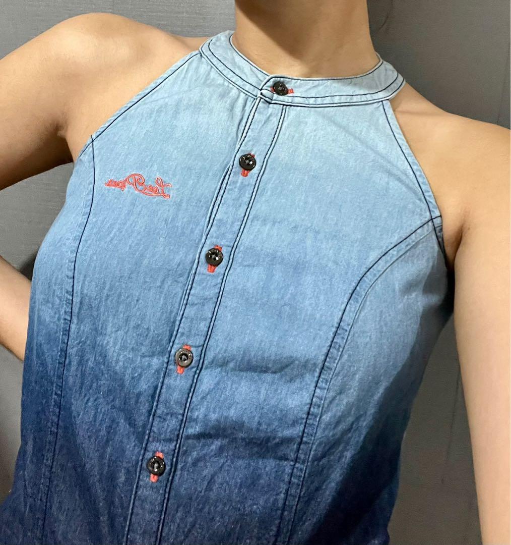 Halter Maong Top, Women's Fashion, Tops, Others Tops on Carousell