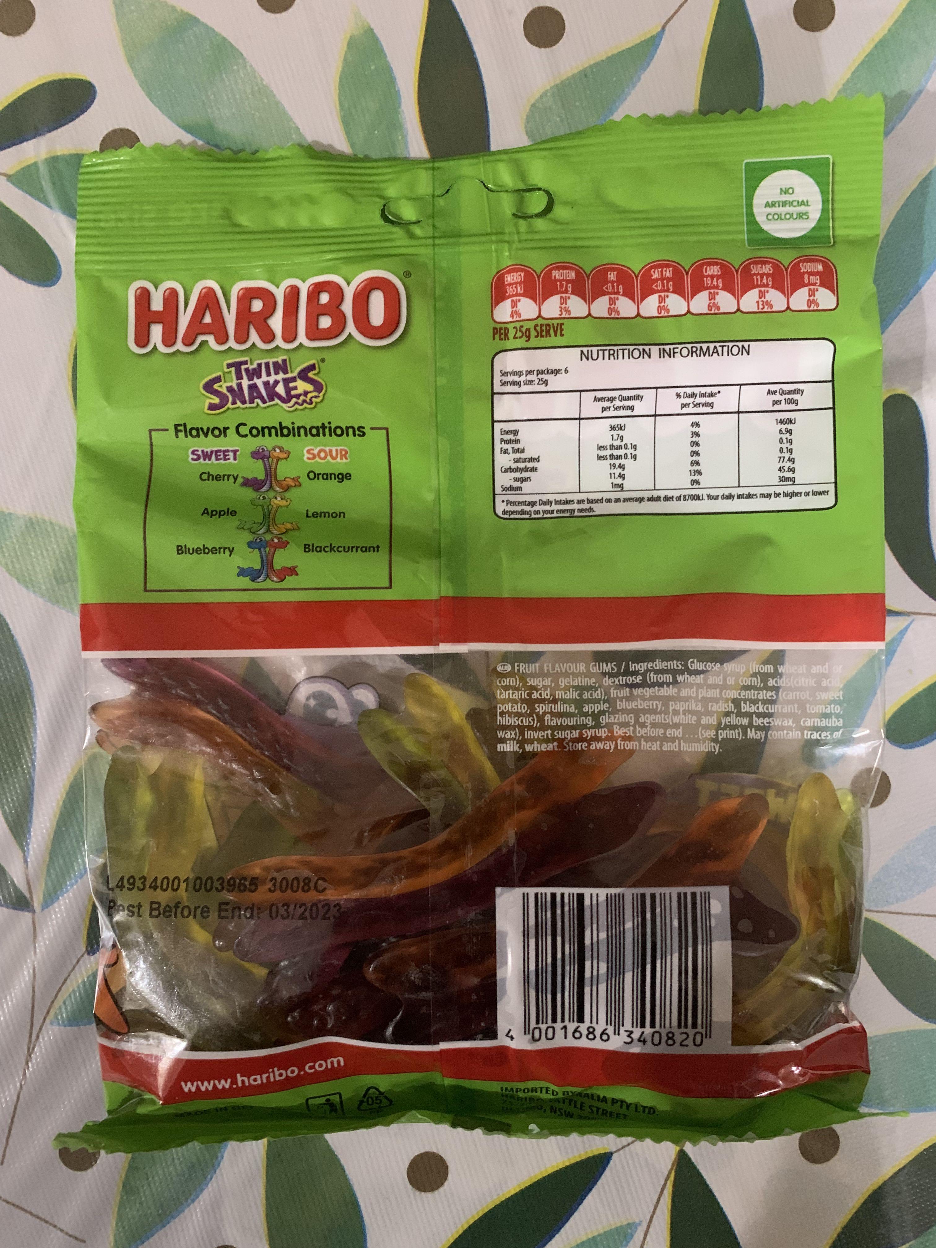 Haribo Twin Snakes, Food & Drinks, Packaged & Instant Food on Carousell
