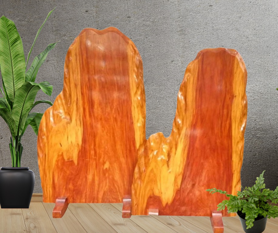 Elm wood zen contemporary large wood slab art piece partition divider ...