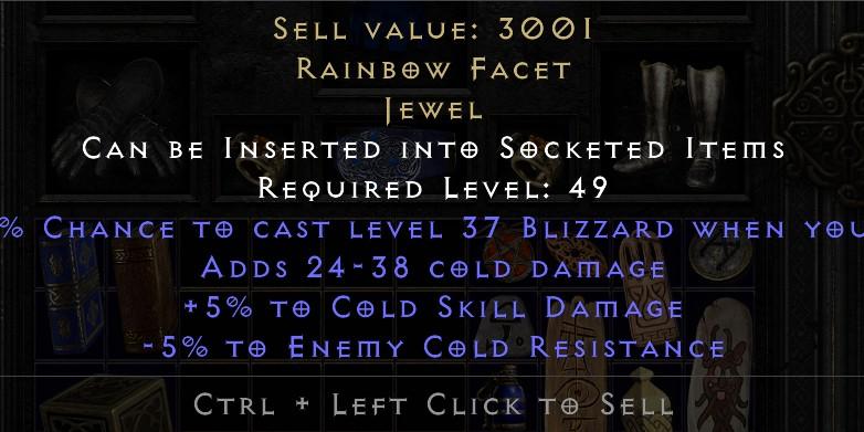 Rainbow Facet Jewel (Cold) D2R Diablo II Resurrected (Softcore, Ladder ...