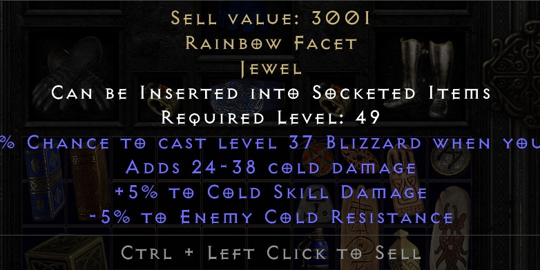 Rainbow Facet Jewel (Cold) D2R Diablo II Resurrected (Softcore, Ladder ...