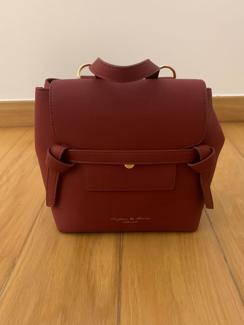 Red PU Leather Mini Backpack, Women's Fashion, Bags & Wallets ...