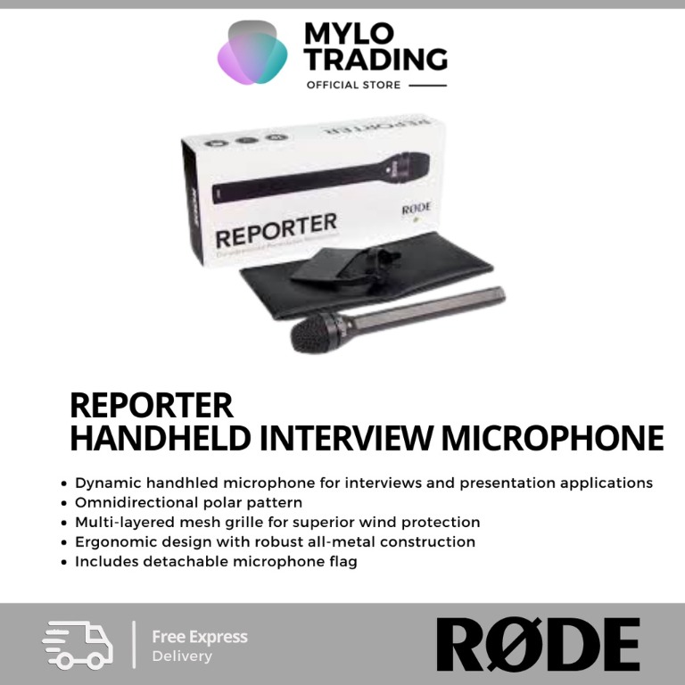 Rode Reporter Omnidirectional Handheld Interview Microphone, Audio ...