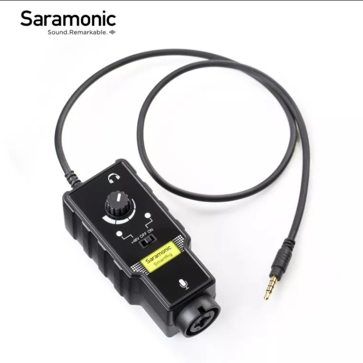 Saramonic SmartRig II 3.5mm TRRS XLR Mic & Guitar Adapter with Phantom Power Preamp Amplifier ...