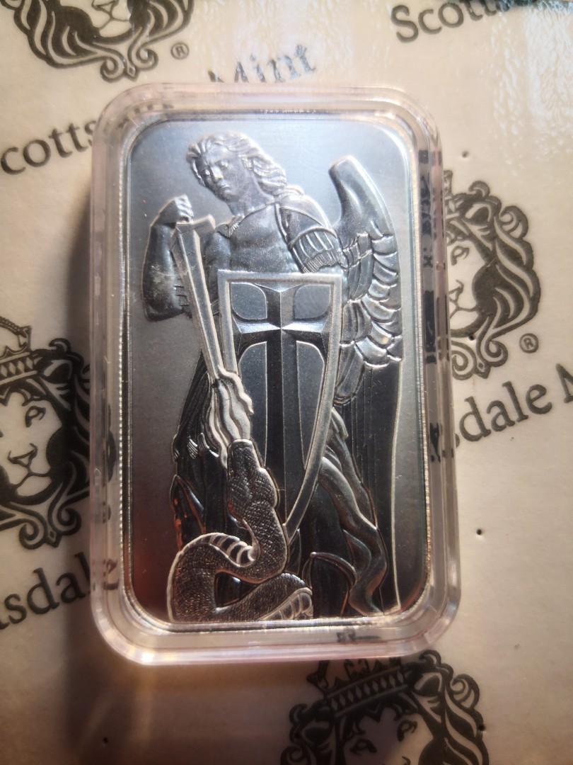 Scottsdale Mint Archangel Michael 1 oz.. 999 Fine Silver Bar in Capsule ...