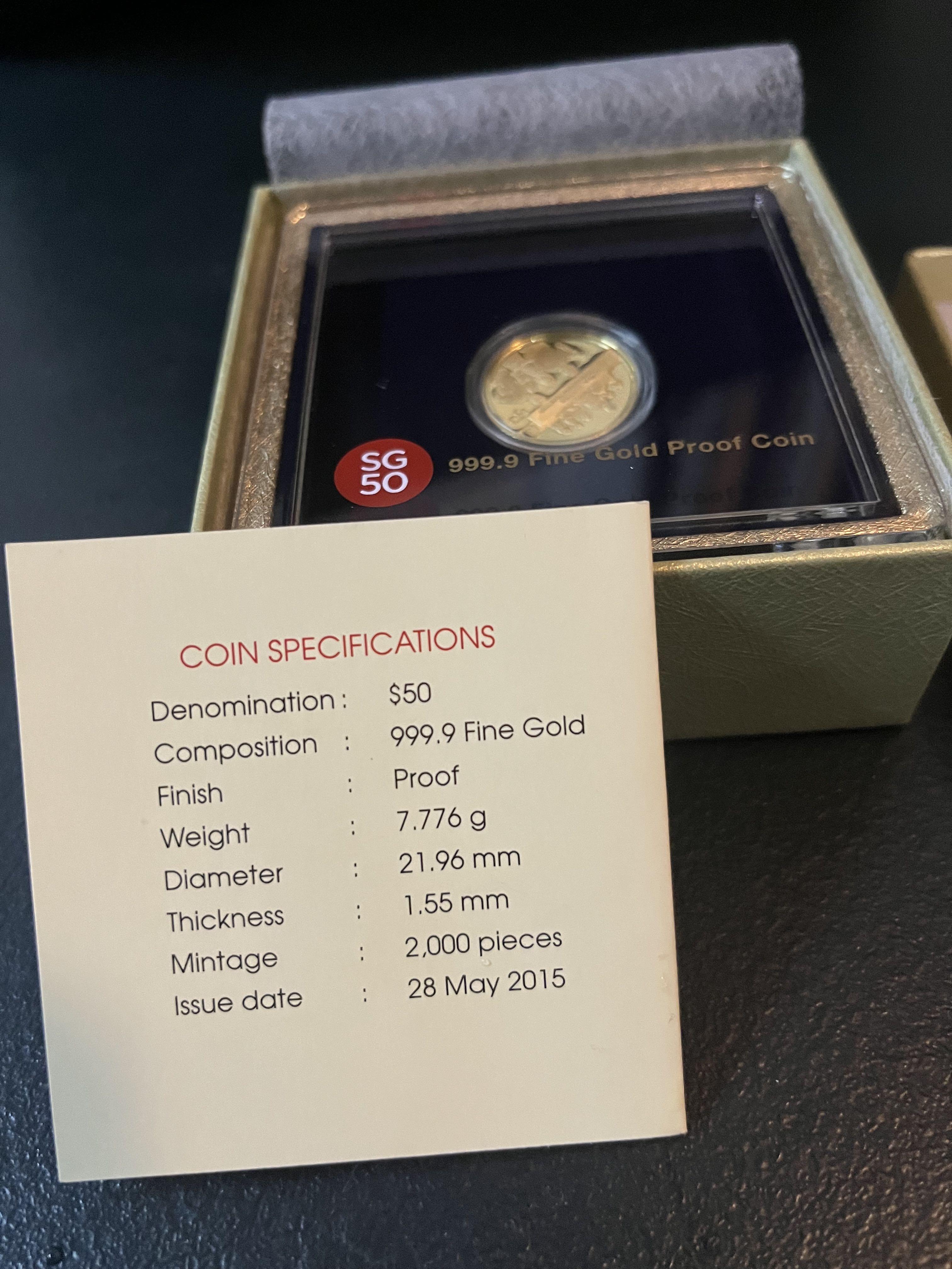 SG50 $50 Gold Proof Coin, Hobbies & Toys, Memorabilia & Collectibles ...