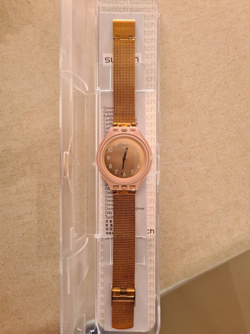 Swatch pinkbaya rose gold, Women's Fashion, Watches & Accessories ...
