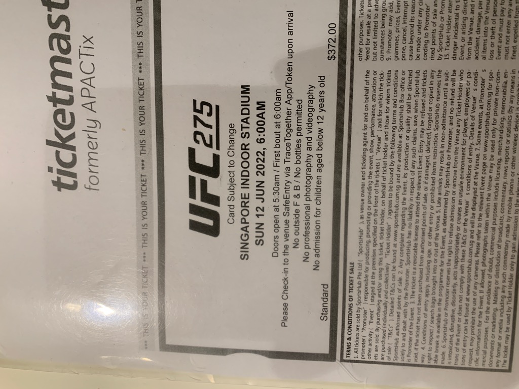 UFC 275, Tickets & Vouchers, Event Tickets on Carousell