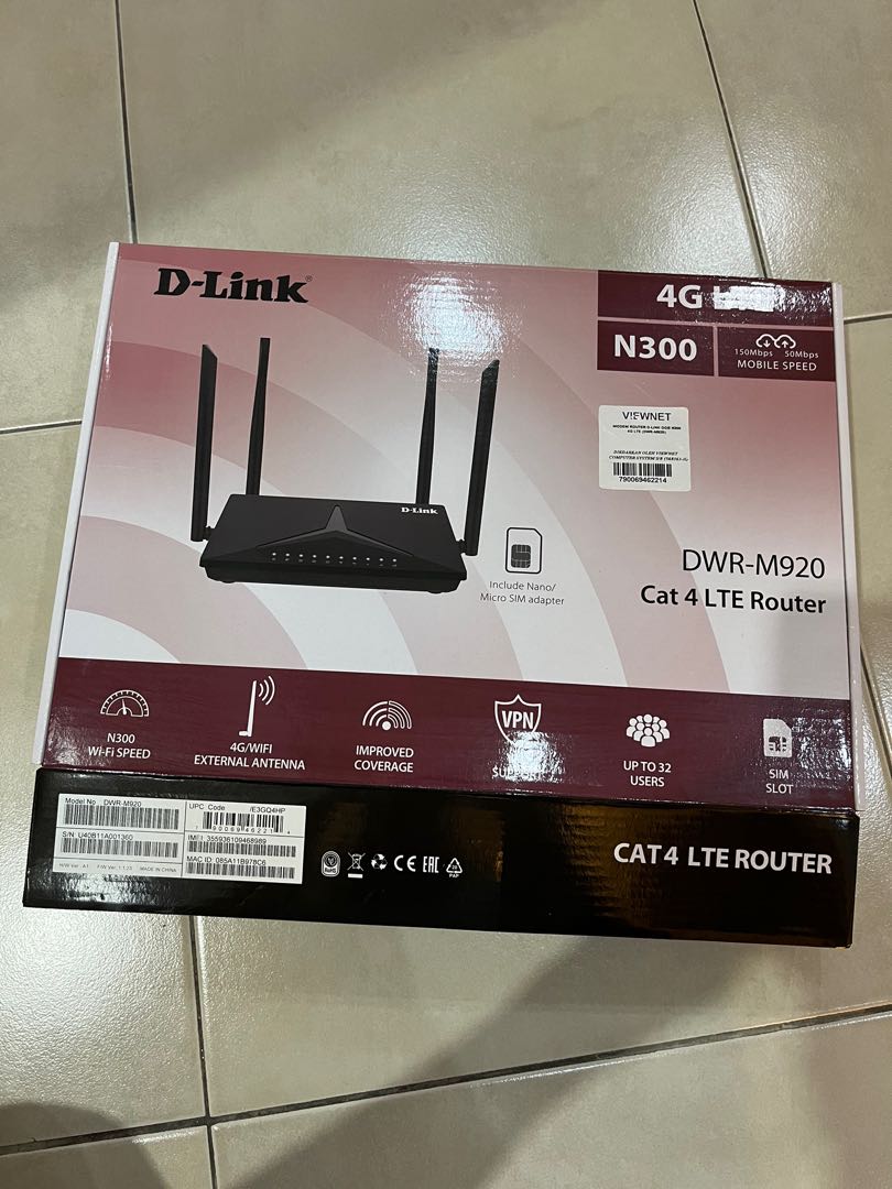 (Used) D-link Modem Router N300 4G LTE (DWR-M920) M, Computers & Tech ...
