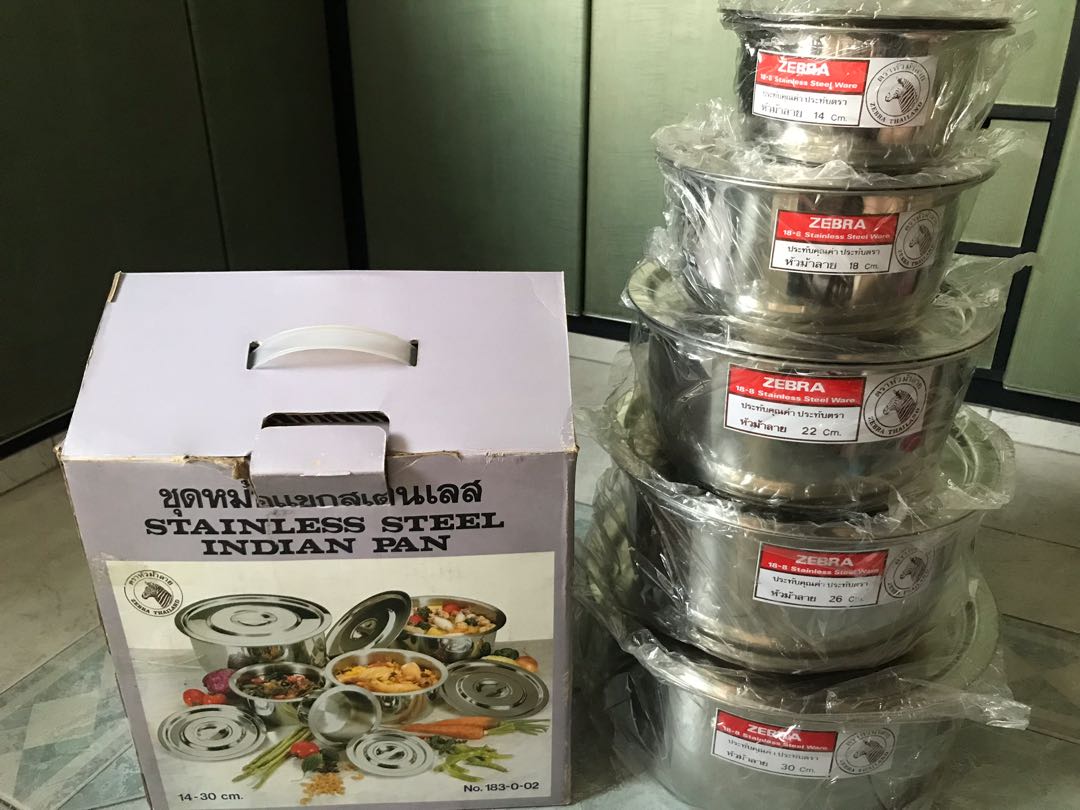 Zebra Stainless Steel Indian Pan Set, Furniture & Home Living ...