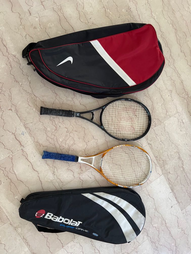 2 tennis rackets (Head and Wilson) and 3 bags, Sports Equipment, Sports ...