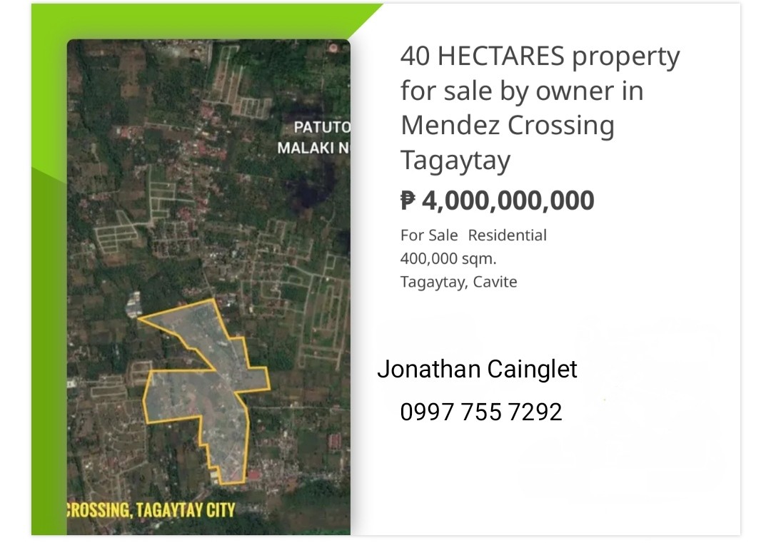 40 HECTARES lot in Mendez Crossing Tagaytay City, Property, For Sale ...